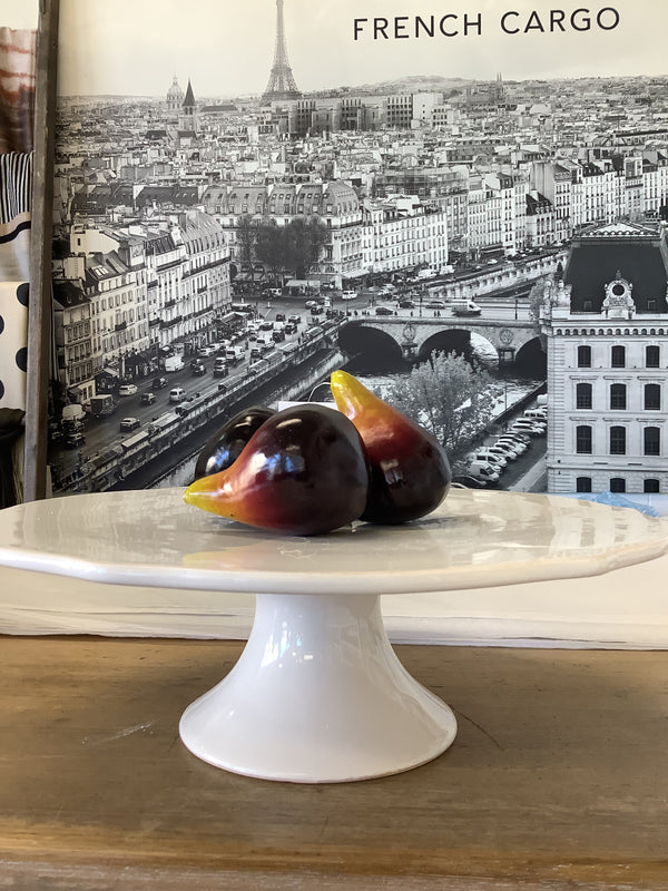 White Glaze Cake Stand - French Cargo