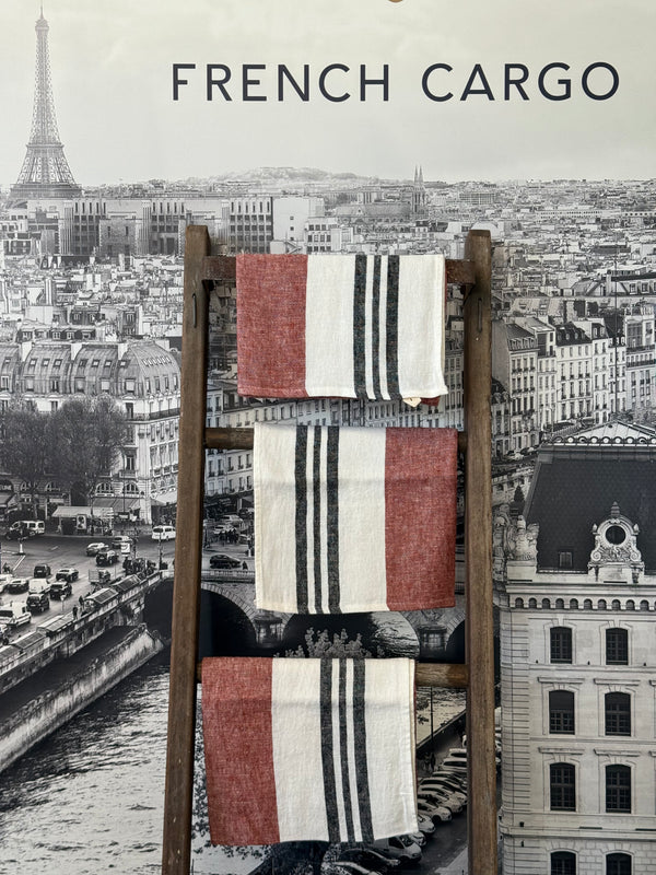 Rouge and Blanc (Red and White) Linen Tea Towel - French Cargo